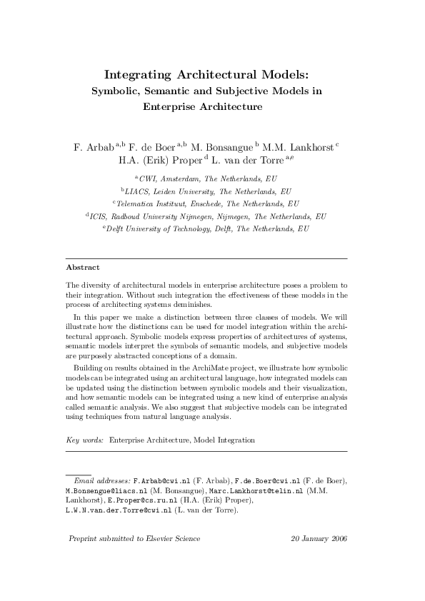 Pdf Integrating Architectural Models Symbolic Semantic And