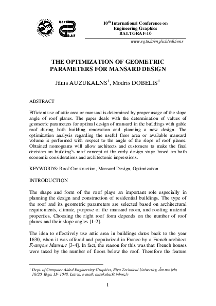 (PDF) The Optimization of Geometric Parameters for Mansard Design ...
