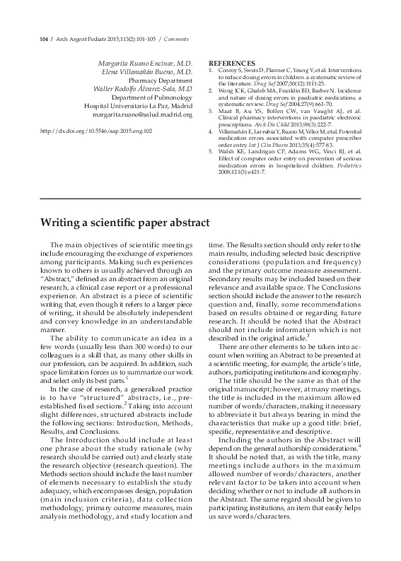 (PDF) Writing a scientific paper abstract
