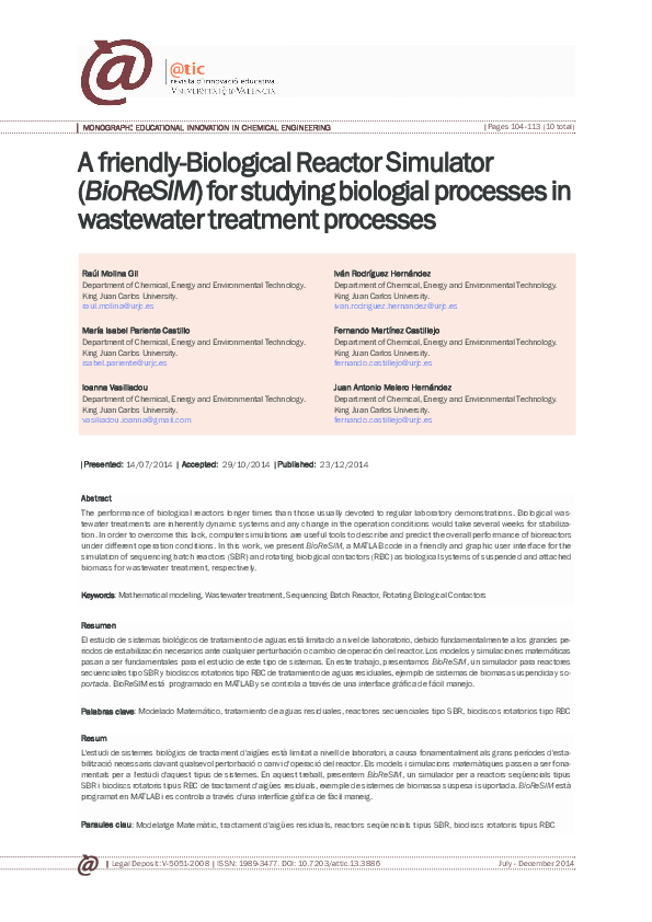 (PDF) A Friendly-Biological Reactor SIMulator (BioReSIM) for studying biological processes in ...