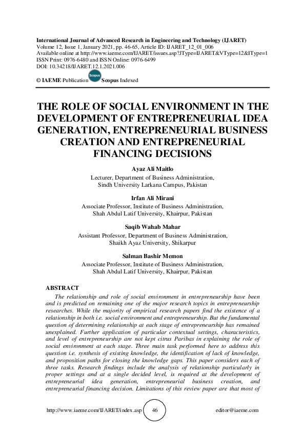 (PDF) THE ROLE OF SOCIAL ENVIRONMENT IN THE DEVELOPMENT OF ...