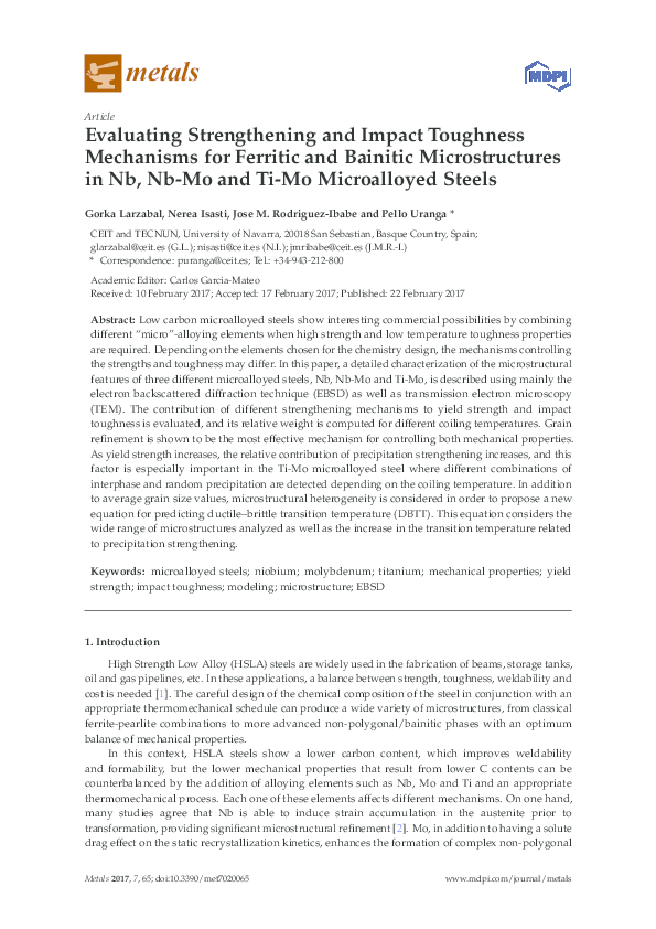 (PDF) Evaluating Strengthening and Impact Toughness Mechanisms for ...