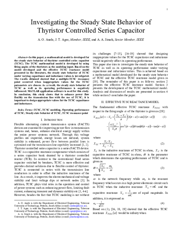 (PDF) Investigating the steady state behavior of thyristor controlled ...