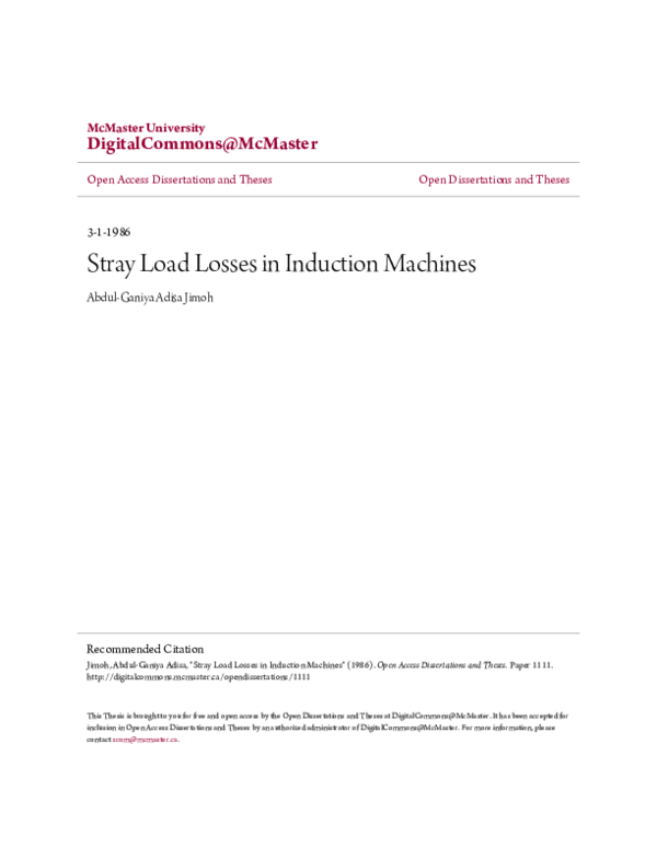(PDF) Thermal effects of stray load losses in induction machines