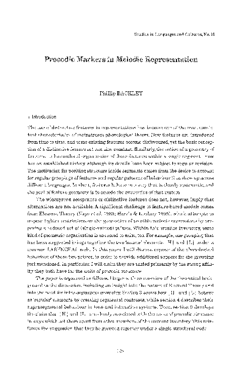 (PDF) Prosodic Markers in Melodic Representation
