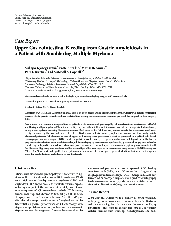 (PDF) Upper gastrointestinal bleeding from gastric submucosal arterial ...