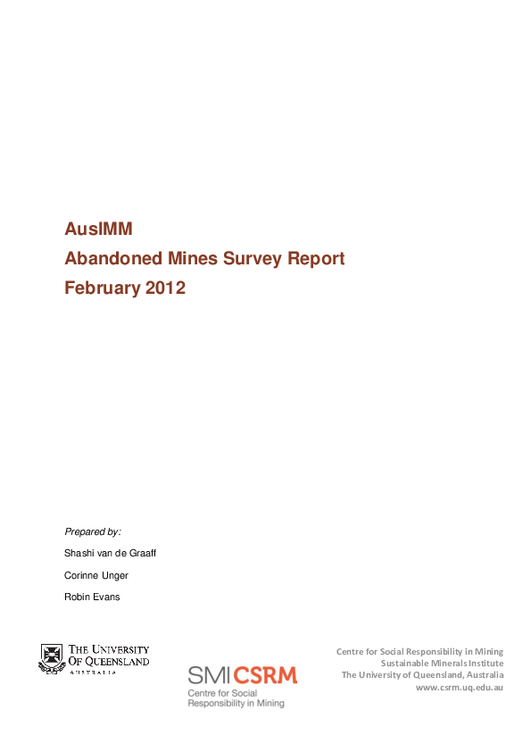 (PDF) AusIMM Abandoned Mines Survey Report
