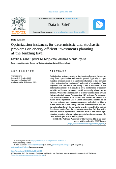 Pdf Optimization Instances For Deterministic And Stochastic Problems On Energy Efficient