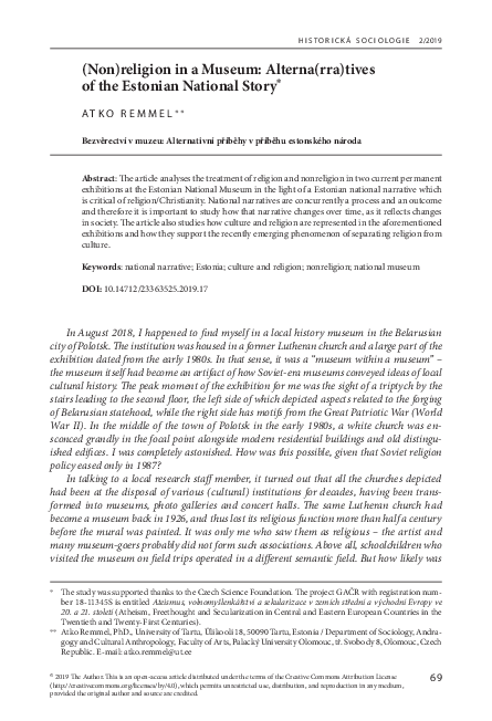 (PDF) (Non)religion in a Museum: Alterna(rra)tives to the Estonian ...
