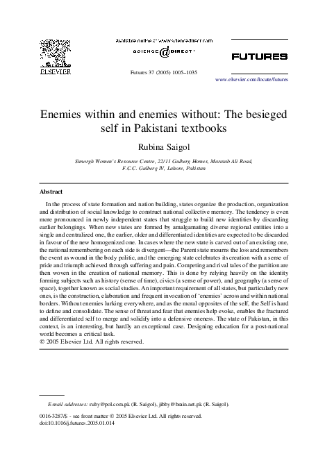 (PDF) Enemies within and enemies without: The besieged self in ...