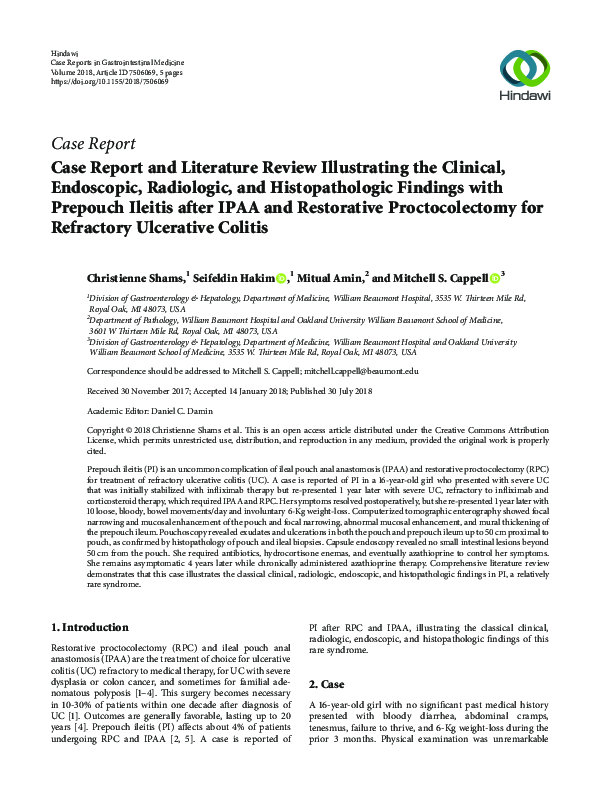 (PDF) Case Report and Literature Review Illustrating the Clinical ...
