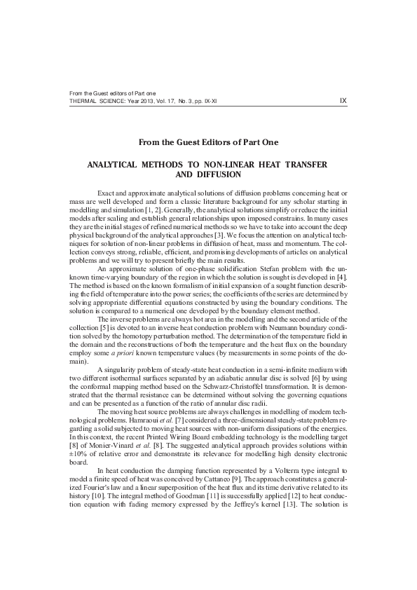 (PDF) From the Guest Editors of Part One ANALYTICAL METHODS TO NON ...