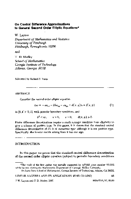 (PDF) On central difference Approximations to general second order elliptic equations