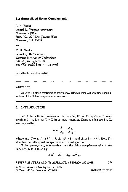 (PDF) Six generalized Schur complements