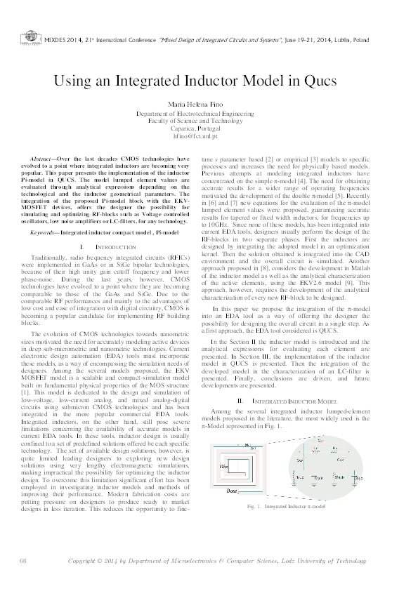 (PDF) Using an integrated inductor model in Qucs