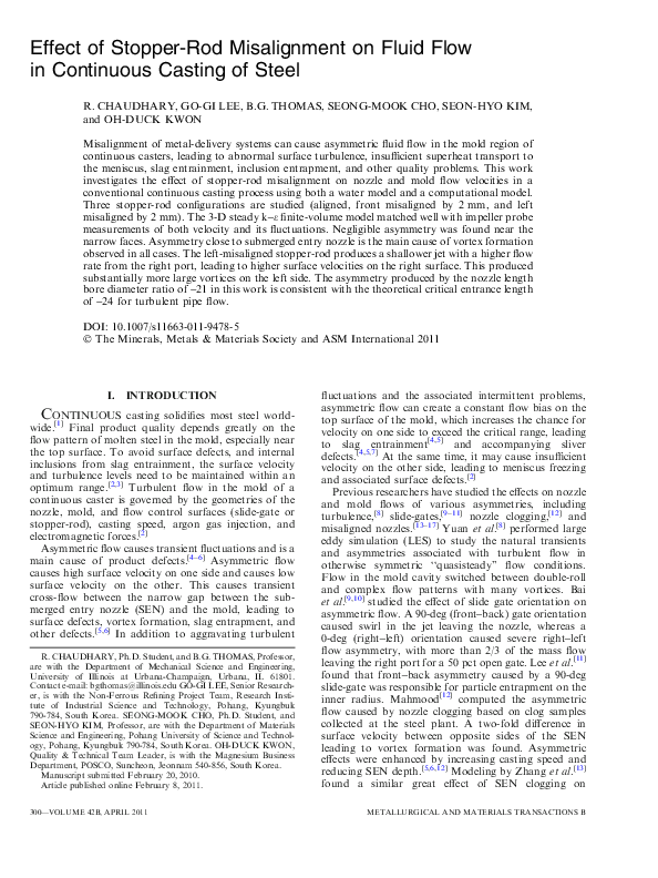 (PDF) Effect of Stopper-Rod Misalignment on Fluid Flow in Continuous ...