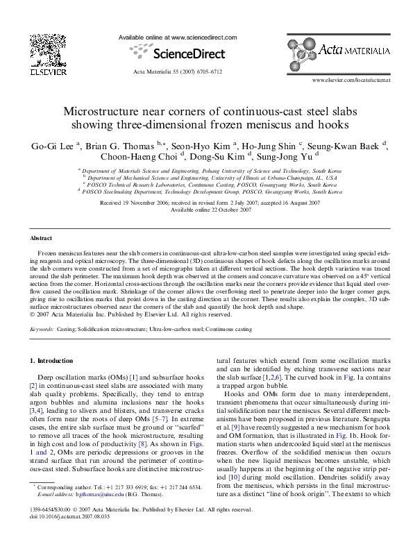 (PDF) Microstructure near corners of continuous-cast steel slabs ...