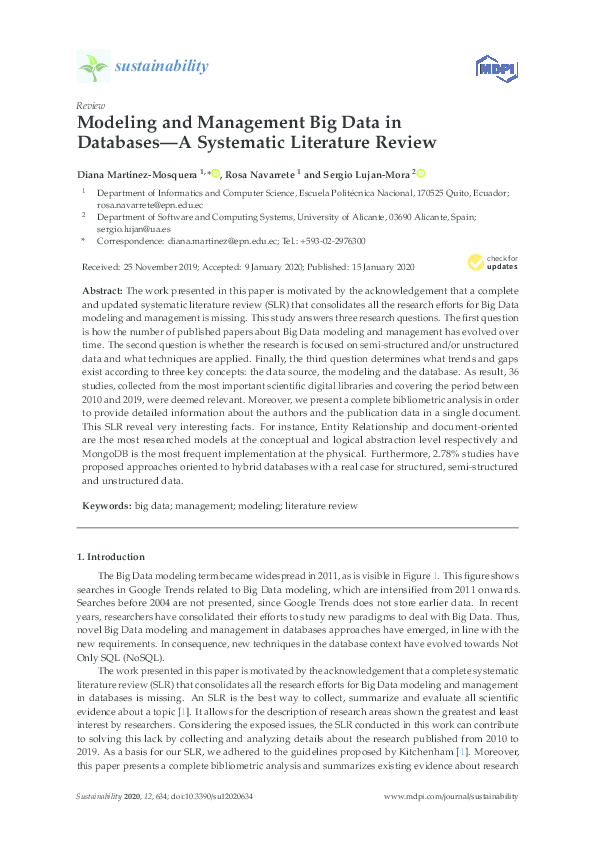 (PDF) Modeling and Management Big Data in Databases—A Systematic ...