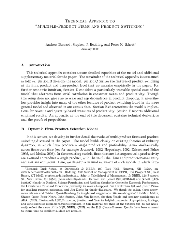 (PDF) Technical Appendix to "Multiple-Product Firms and Product Switching