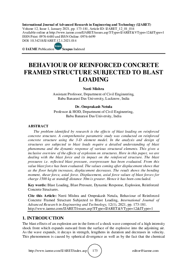 (PDF) BEHAVIOUR OF REINFORCED CONCRETE FRAMED STRUCTURE SUBJECTED TO ...