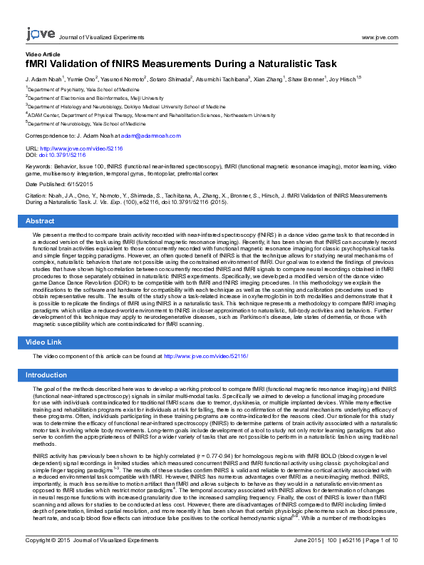 (PDF) fMRI Validation of fNIRS Measurements During a Naturalistic Task
