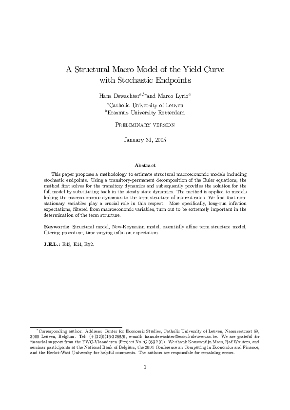 (PDF) A Structural Macro Model of the Yield Curve with Stochastic Endpoints