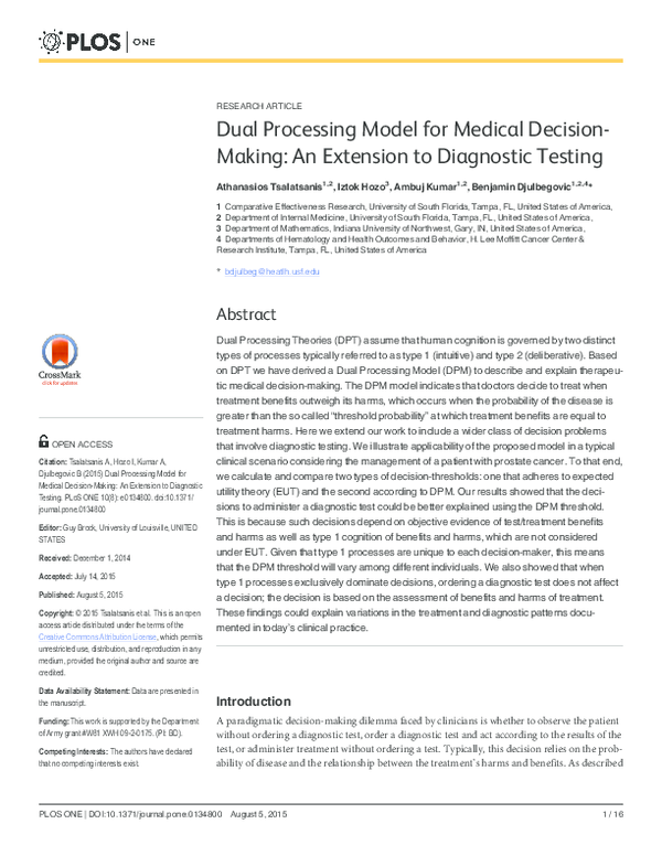 (PDF) Dual Processing Model for Medical Decision-Making: An Extension ...