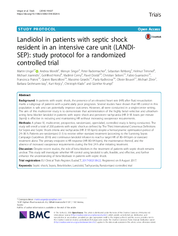 (PDF) Landiolol in patients with septic shock resident in an intensive ...