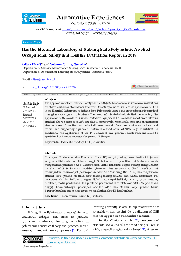 (PDF) Has the Electrical Laboratory of Subang State Polytechnic Applied ...