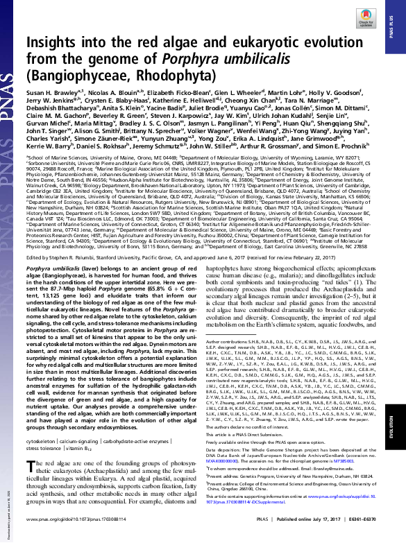 (PDF) Insights into the red algae and eukaryotic evolution from the ...