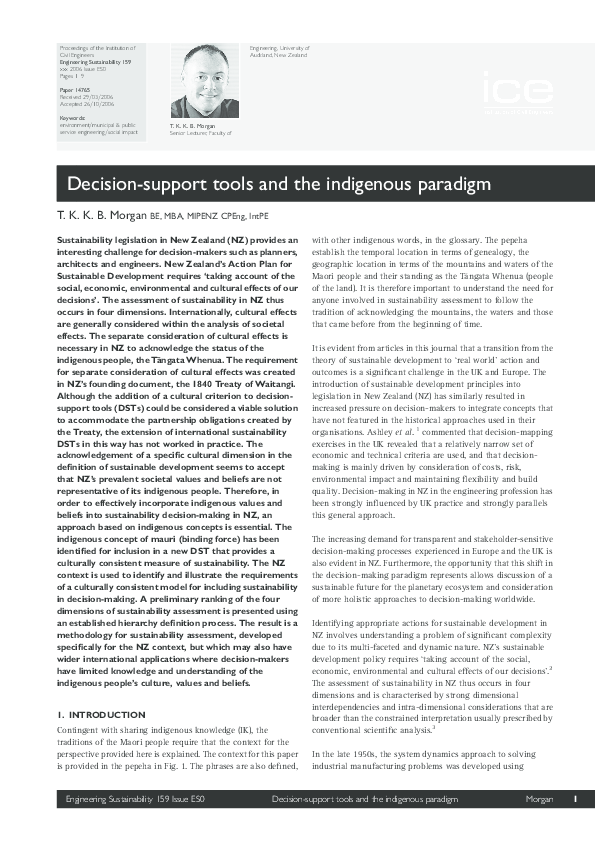 (PDF) Decision-support tools and the indigenous paradigm
