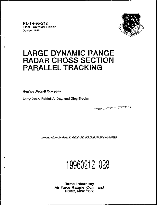 (PDF) Large Dynamic Range Radar Cross Section Parallel Tracking