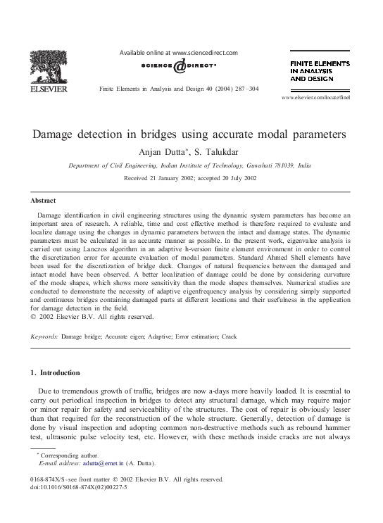 (PDF) Damage detection in bridges using accurate modal parameters