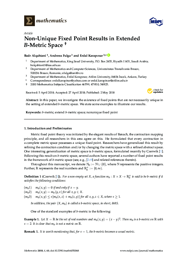 Pdf Non Unique Fixed Point Results In Extended B Metric Space