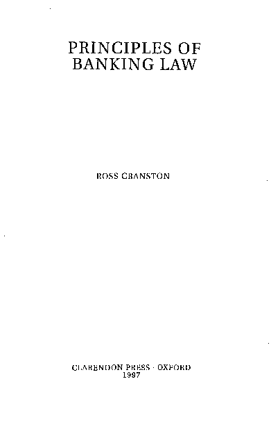 (PDF) Principles of Banking Law