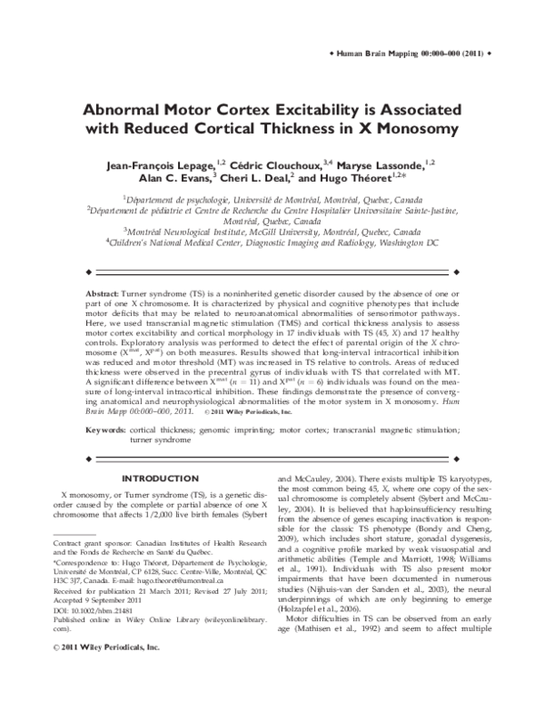 (PDF) Abnormal motor cortex excitability is associated with reduced ...