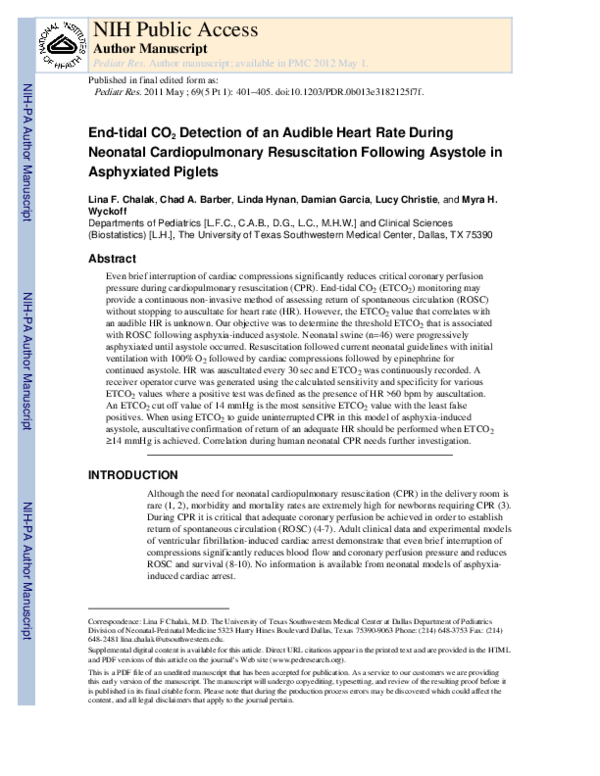 (PDF) End-Tidal CO2 Detection of an Audible Heart Rate During Neonatal ...