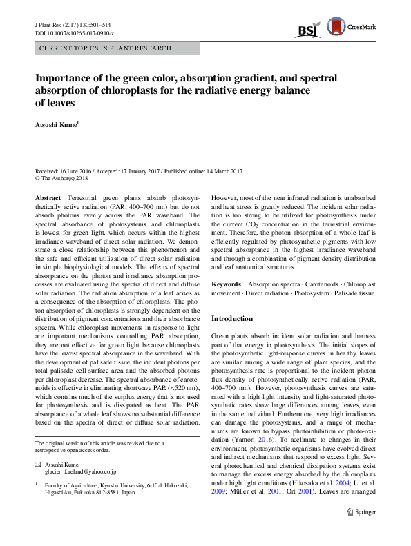 (PDF) Importance of the green color, absorption gradient, and spectral ...