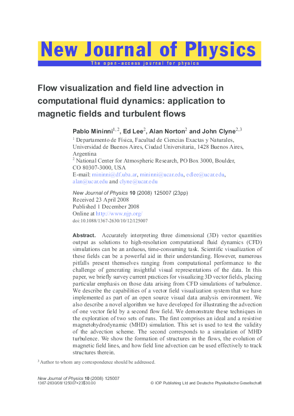 Pdf Flow Visualization And Field Line Advection In Computational Fluid Dynamics Application