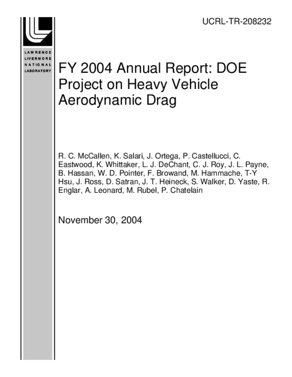 (PDF) FY2003 Annual Report: DOE Project on Heavy Vehicle Aerodynamic Drag