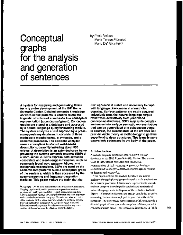 (PDF) Conceptual graphs for the analysis and generation of sentences