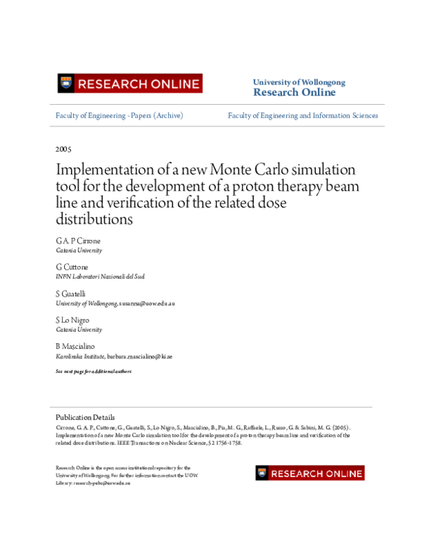 (PDF) Implementation of a new Monte Carlo-GEANT4 Simulation tool for the development of a proton ...