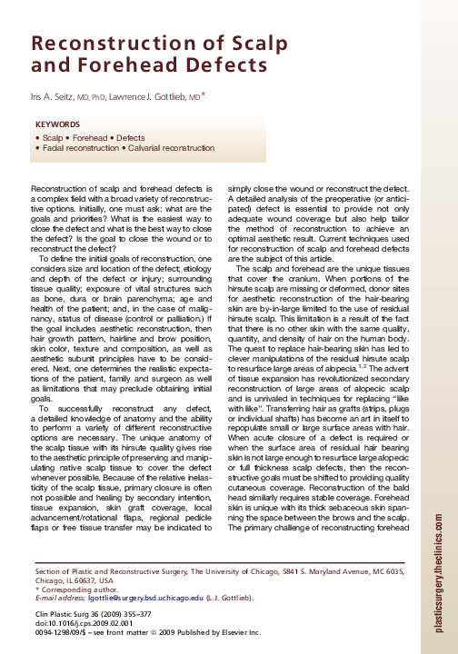 (PDF) Reconstruction of scalp and forehead defects