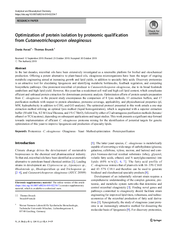 (PDF) Optimization of protein isolation by proteomic qualification from ...