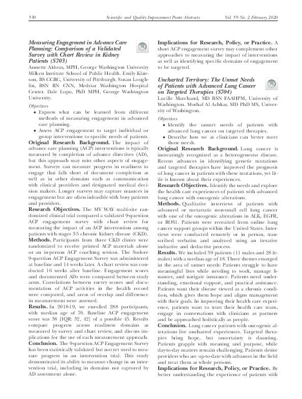 (PDF) Measuring Engagement in Advance Care Planning: Comparison of a ...