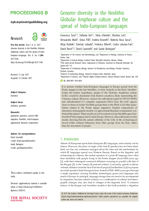 (PDF) Genome diversity in the Neolithic Globular Amphorae culture and ...
