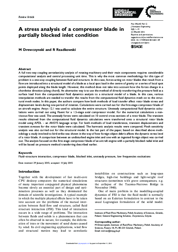 (PDF) A stress analysis of a compressor blade in partially blocked ...