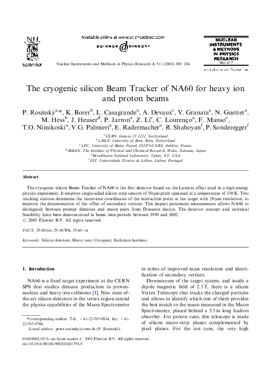 (PDF) The cryogenic silicon Beam Tracker of NA60 for heavy ion and ...