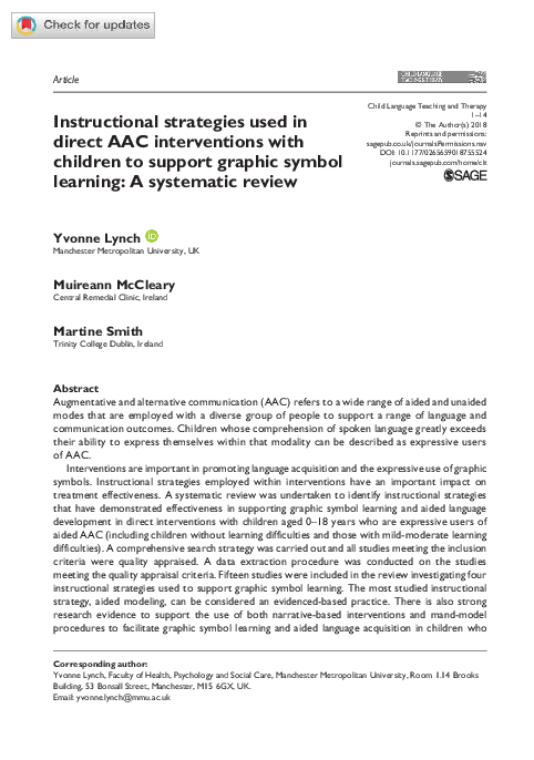 (PDF) Instructional strategies used in direct AAC interventions with ...
