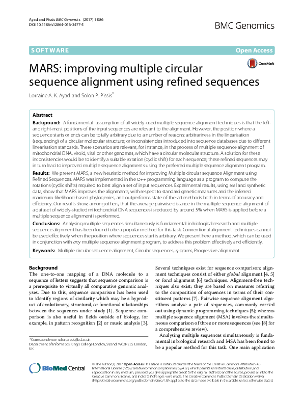 (PDF) MARS: improving multiple circular sequence alignment using ...